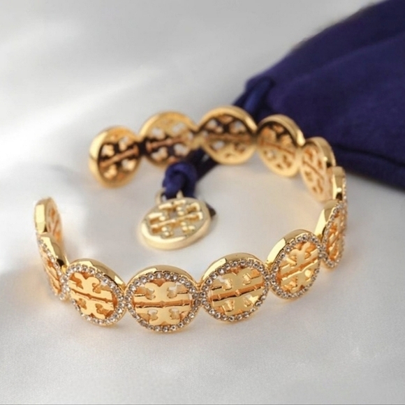 Tory Burch | Jewelry | Tory Burch Gold Miller Pav Cuff Bracelet | Poshmark